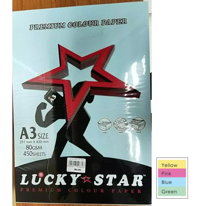 A3 COLOUR PAPER 80GSM (450 SHEETS) - LIGHT COLOUR