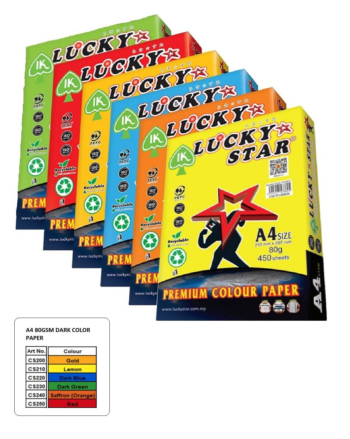 A4 Colour Paper 80GSM (450 SHEET)-Dark Colour