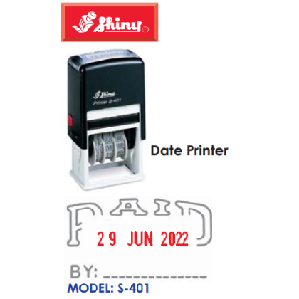 RUBBER STAMP SHINY S-401 (PAID WITH DATE) (25 X 40MM)