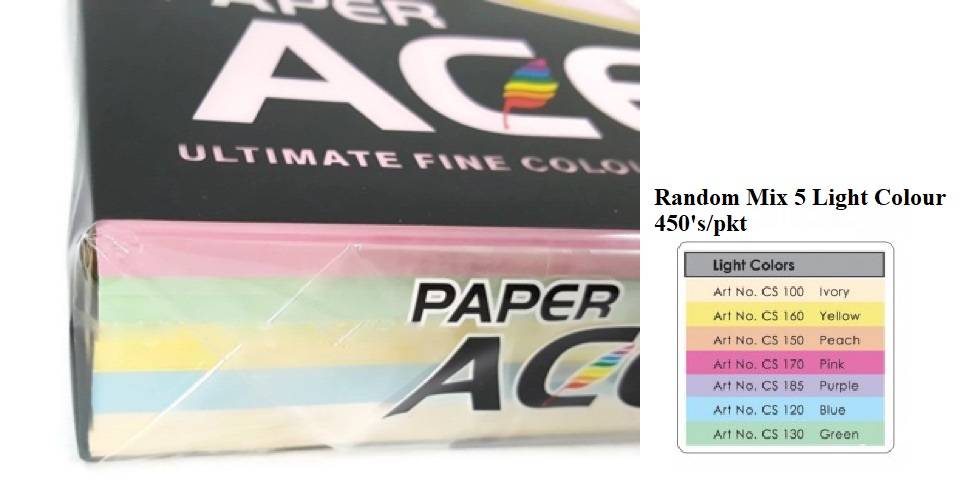 A4 80GM MIX COLOUR PAPER LIGHT COLOUR (5 COLOUR) CS-195