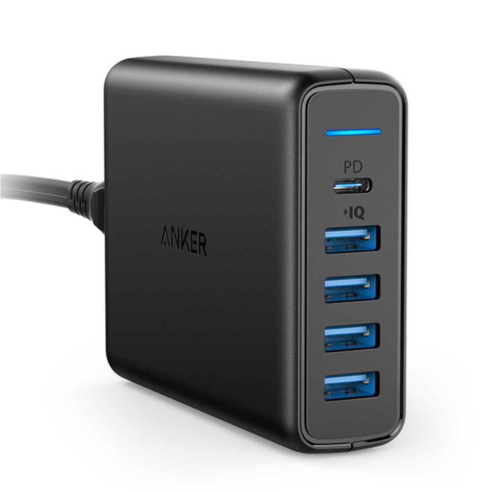 Anker A2056 PowerPort PD with 1PD and 4 PIQ - 60W 5-Port Desktop ...