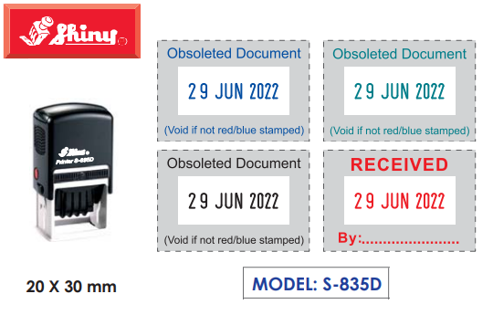 RUBBER STAMP SHINY S-835D With Date