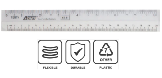 ASTAR ELASTIC STRAIGHT RULER 8"(12CM)