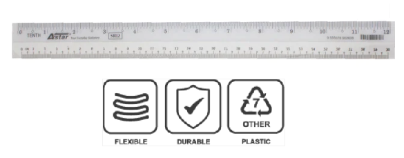 ASTAR ELASTIC STRAIGHT RULER 12"(30CM)