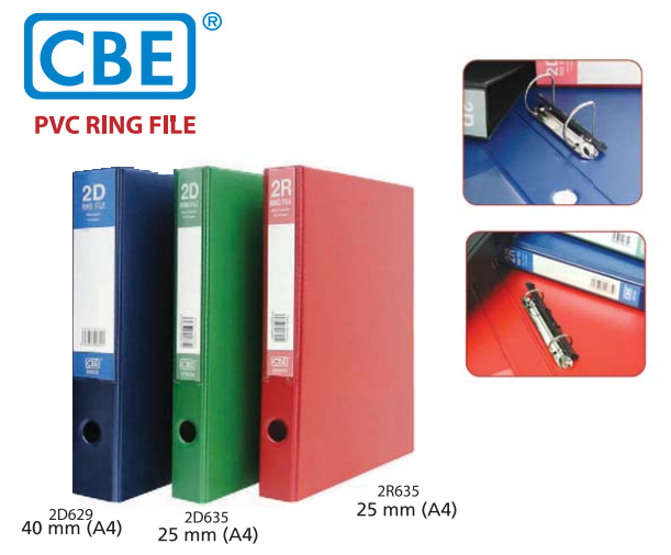 CBE A4 PVC 2-D RING FILE (2D629) 40MM