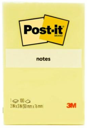 3M POST IT NOTES 2" X 3" (656) 100'S - YELLOW