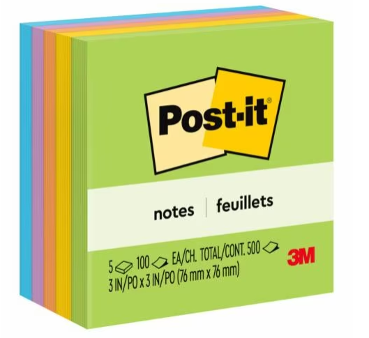 3M POST IT NOTES 3" X 3" (654-5UC) 100'S - JAIPUR